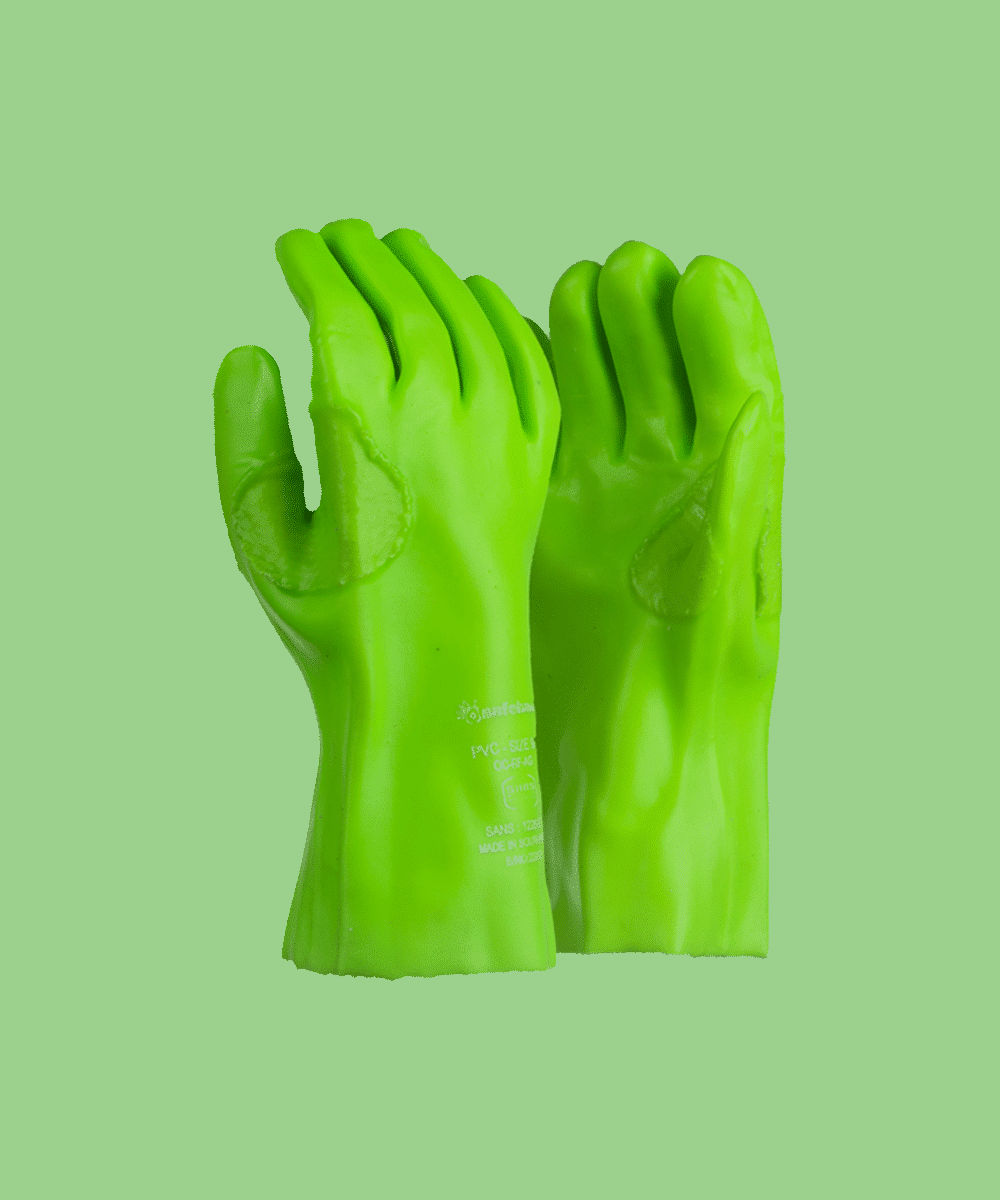 Sozo Safety PPE | Green PVC Reinforced Gloves – 27cm