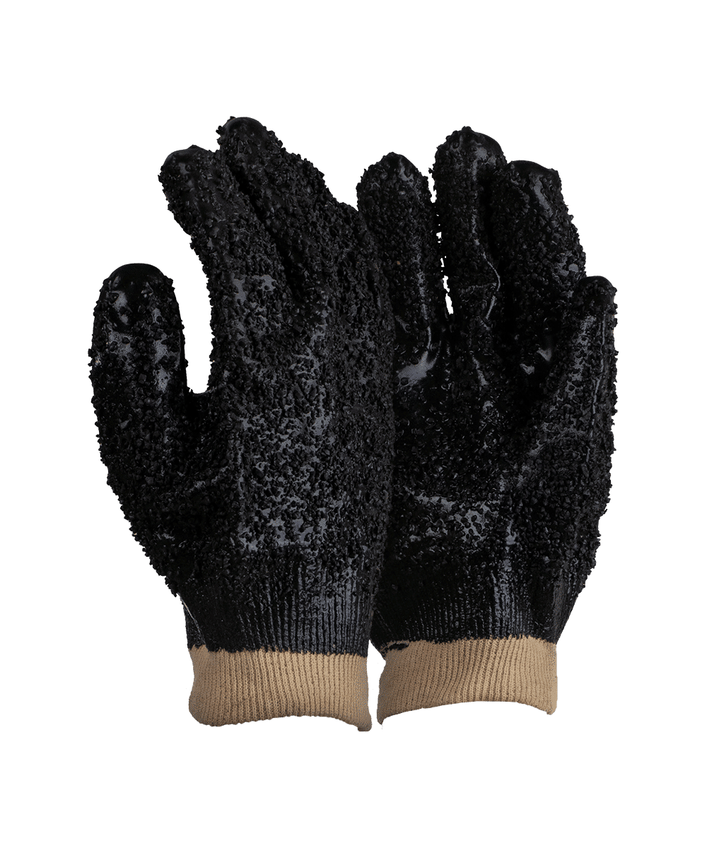 Sozo Safety PPE | Premium Black Chip PVC Fully Granulated Gloves